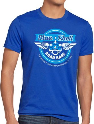 style3 Blue Shell Kart Herren T-Shirt Videospiel Konsole Mario, Gr&ouml;&szlig;e:5XL, Farbe:Blau