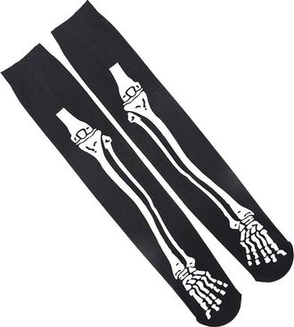 Amosfun Halloween Skelett Druck Kniehohe Socken Knochen Lange Socken f&uuml;r Cosplay Maskerade Karneval