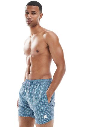 HUGO BOSS BOSS - Vibe - Gemusterte Badeshorts in Blau