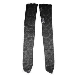 Dolce & Gabbana Femme, Sous-v&ecirc;tements, Noir, Taille: ONE Size Collants Noirs en Dentelle Florale Extensible