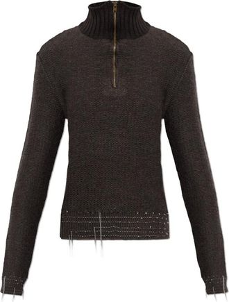Maison Margiela Femme, Pulls, Brun, Taille: 40 FR Pull avec fils d&eacute;coratifs