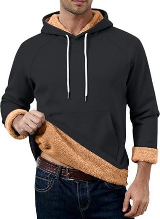 Generic Sweat &agrave; capuche doubl&eacute; en polaire pour homme, d&eacute;contract&eacute;, chaud, sherpa, sweat &agrave; capuche surdimensionn&eacute;, pull &agrave; capuche d&eacute;contract&eacute; &agrave; manches longues