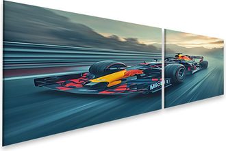 Islandburner Bild auf Leinwand Formel Eins Auto bei Sonnenuntergang Rennen Bilder Wandbilder Poster
