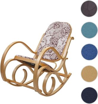 Mendler Mendler - Fauteuil à bascule M41, fauteuil tv, bois massif - Aspect noyer, patchwork cuir marron