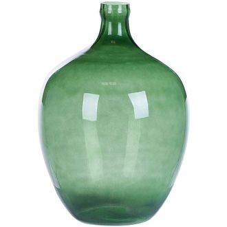 Beliani Blumenvase Grün / Transparent 39 cm aus Glas mit glänzender Oberfläche Wohnartikel Wohnung Zubehör Dekogefäß Rund Modern Glamourös