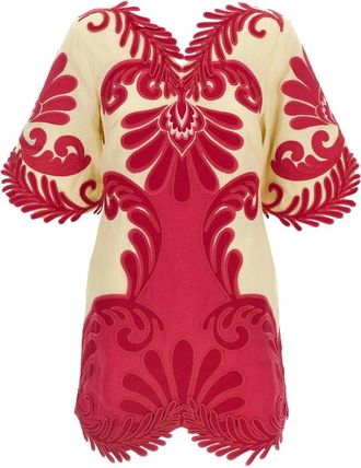 Farm Rio Farm Rio, Femme, Robes, Rose, Taille: 36 FR Spring Arabesc Linen Mini Dress