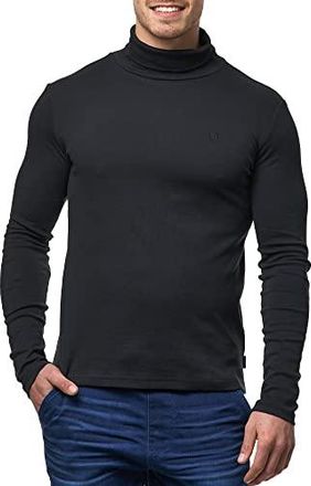 Indicode Hommes Eagon Shirt | Chemise à Manches Longues et col roulé Black XL