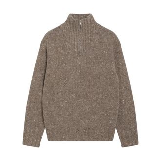 Auralee Grobgestrickter Homespun-Tweed-Rollkragenpullover mit Rei&szlig;verschluss - - Knitwear - Herren - Braun - XL