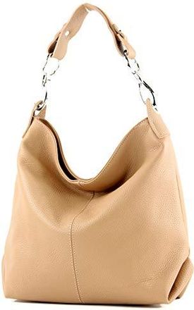 modamoda.de T168 Sac &agrave; bandouli&egrave;re, sac port&eacute; &eacute;paule, en cuir, fabriqu&eacute; en Italie, beige, M