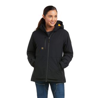 Ariat Womens Rebar Storm Fighter 2.0 Waterproof Jacket Long Sleeve in Black, Size X-Small, by Ariat