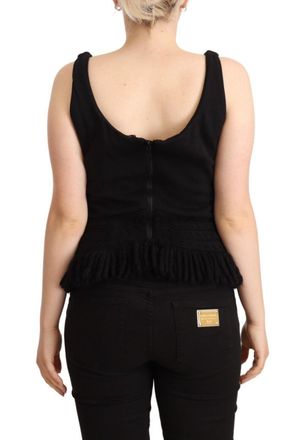 Ermanno Scervino Womens Black Cotton Sleevelesss Tank Casual Top Modal