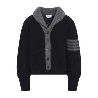 Thom Browne 65 Jersey Kragen Cardigan - - Knitwear - Herren - Blau - XL