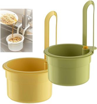 Generic 2025 Neues Wasserhahn-Hängesieb, Spülbecken-Siebkorb, Wasserhahn-Hängesieb, Abtropfkorb mit automatischer Entleerung (Yellow+Green)