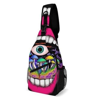 Generic Sacoche Tactique Art des l&egrave;vres psych&eacute;d&eacute;lique aux champignons Multifonction Sac De Poitrine Antivol Sac Poitrine pour Camping Homme Cyclisme