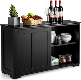 Costway Sideboard mit Schiebet&uuml;ren, K&uuml;chenschrank, hoehenverstellbarer Ablage, Beistellschrank f&uuml;r K&uuml;che, Esszimmer und Wohnzimmer, 107 x 33 x 60 cm - Costway
