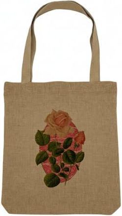 Fabulous Sac Shopping Tote Bag Aspect Lin - Roses Vintage Zoomers Collage Botanique Nature Fleurs Vintage Streetwear - Sac de Courses Toile Epaisse 360g Beige 