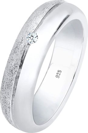 DIAMORE Elli DIAMONDS Ring Women Basic Band Ring with Diamond (0.03 ct.) in 925 Sterling Silver