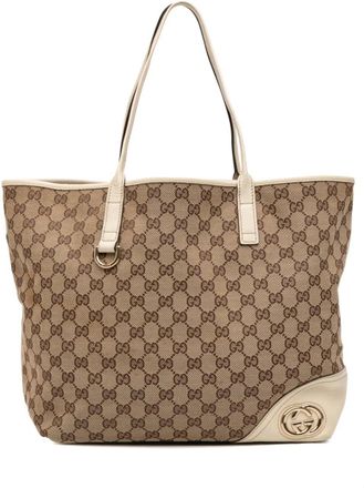 Gucci Shopper - Large GG Canvas New Britt Tote - Gr. unisize - in Braun - für Damen