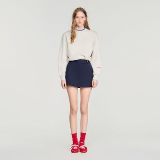 Sandro Jupe short &agrave; rayures en laine