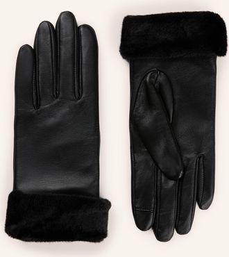HUGO BOSS Lederhandschuhe Giorgy Mit Kunstfell schwarz