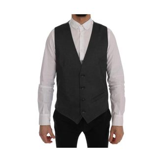 Dolce & Gabbana Graue Baumwolle Rayon Weste - - Suits - Herren - Grau - L