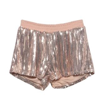 Generic Pantalon court &agrave; taille &eacute;lastique &agrave; paillettes pour fille - Motif patchwork - Pour amincir les jambes larges, beige, Taille unique