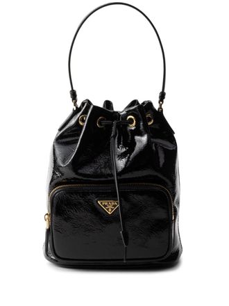 Prada sac seau Duet en cuir verni - Noir