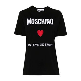 Moschino Femme, Tops, Noir, Taille: 36 FR Printed Logo T-Shirt