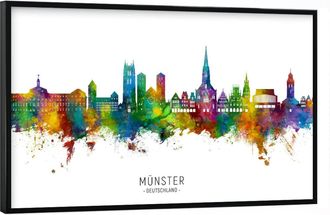 artboxONE Poster mit schwarzem Rahmen 75x50 cm Städte Münster Germany Skyline txt - Bild münster