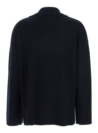 P.A.R.O.S.H. Wool-Cashmere Blend with Polo Collar Sweater - Black