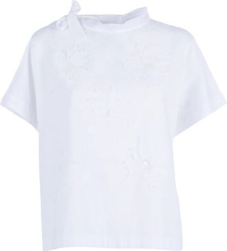 PESERICO Femme, Tops, Blanc, Taille: 40 FR T-shirt avec appliqu&eacute;s floraux