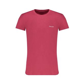 Gaud&igrave; Homme, Tops, Rouge, Taille: XL T-shirt en coton rouge avec logo imprim&eacute;