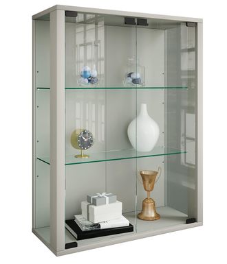 VCM Glasvitrine h&auml;ngend | Vitrine Glas mit ESG-Sicherheitsglas | Ma&szlig;e: H. 80 x B. 60 x T. 25 cm | H&auml;ngevitrine Glas | Modern und platzsparend | Glas Vitri