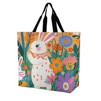 Generic Fleurs Lapins Oiseaux Sac Fourre Tout D&eacute;contract&eacute; Tote Bag Pliable Sac A Main Femme Pour Shopping Universit&eacute; Gym