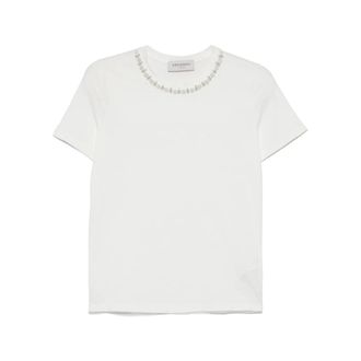 Ermanno Scervino Kristallverzierte wei&szlig;e T-Shirt - - Tops - Damen - Wei&szlig; - XS