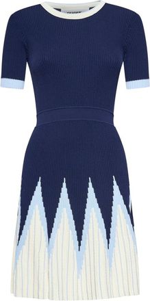 Silvian Heach Femme, Robes, Bleu, Taille: 36 FR Geometric Knitted Dress