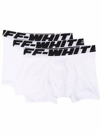 Off-white lot de trois boxers &agrave; bande logo - Blanc
