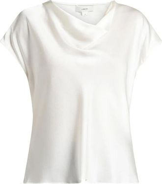 Vince Femme, Blouses et Chemises, Blanc, Taille: 44 FR Chemisier &agrave; encolure drap&eacute;e en soie
