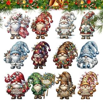 Generic Pendentif gnomes de No&euml;l, d&eacute;corations 24X en bois gnome d&eacute;coratif arbre de No&euml;l, artisanat de gnomes avec corde pour le