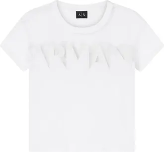 A|X Armani Exchange Femme, Tops, Blanc, Taille: 38 FR T-shirt Coupe R&eacute;guli&egrave;re en Jersey de Coton