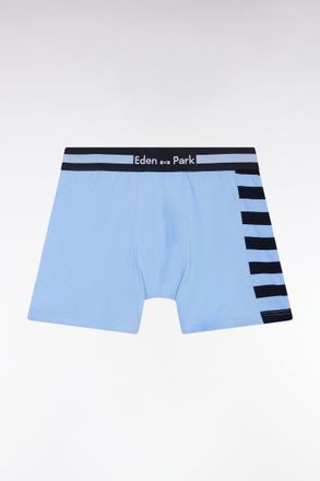 Eden Park Boxer En Jersey De Coton Ciel &Agrave; D&eacute;tail Ray&eacute;