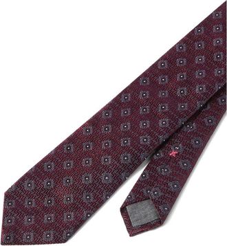 Brunello Cucinelli Silk Chevron Herringbone Necktie - Red