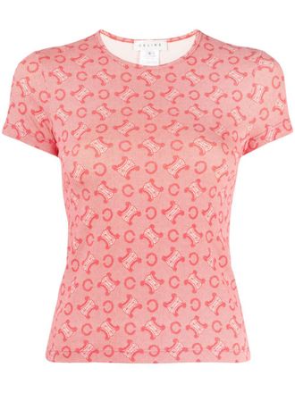 Celine t-shirt à logo Macadam (années 1990-2000) - Rouge