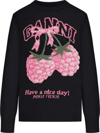 Ganni Femme, Pulls, Noir, Taille: 40 FR Banana Graphic Sweater