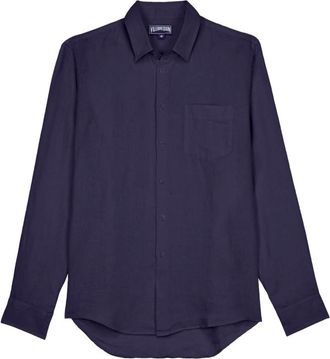 Vilebrequin Homme, Chemises, Bleu, Taille: XL Linen Shirt Solid