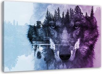 Feeby Frames Feeby Bilder Tiere Wolf Natur XXL 120x80 cm Wohnzimmer Schlafzimmer Büro Flur Küche Wandbilder Modern Bild auf Leinwand Wanddekoration Kunstdruck Desi