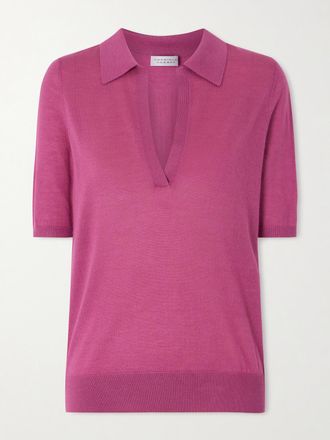 Gabriela Hearst Frank Oberteil Aus Einer Kaschmir-seidenmischung Mit Polokragen - Pink