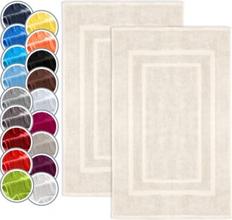 NatureMark 2er Pack Badvorleger Badematte | Premium Qualit&auml;t | 100% Baumwolle | 50 x 80 cm | Duschvorleger Duschmatte Doppelpack | Farbe: Natur/Creme