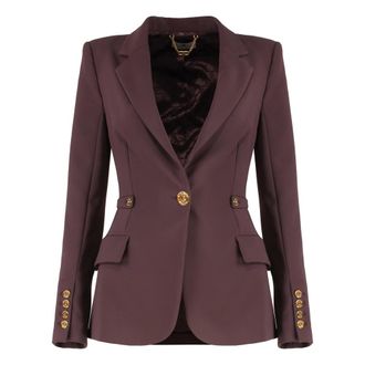 Elisabetta Franchi Jacke aus leichtem Cr&ecirc;pe-Stoff mit Schmuckdetails - - Jackets - Damen - Lila - XL