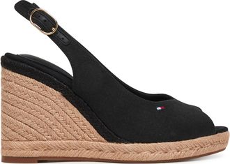 Tommy Hilfiger Espadrilles Tommy Hilfiger Flag High Wedge Espad Slingback FW0FW09343 Schwarz